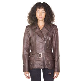 Lange Damen-Bikerjacke aus Leder &ndash; Quito