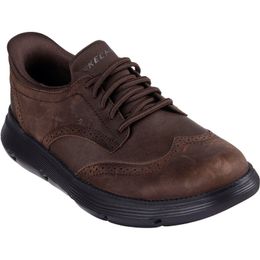 Skechers Garza Sully Herrenschuhe aus Leder in Kakao mit Schn&uuml;rung
