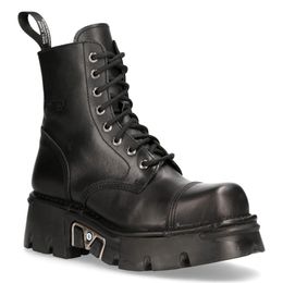 New Rock Milit&auml;r-Bikerstiefel aus schwarzem Leder &ndash; M-NEWMILI083-S19