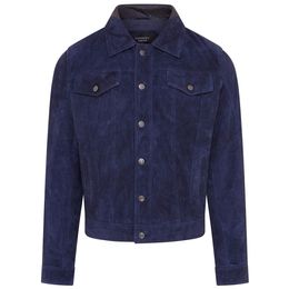 Marineblaue Jeansjacke aus Ziegenwildleder f&uuml;r Herren - Nurmes