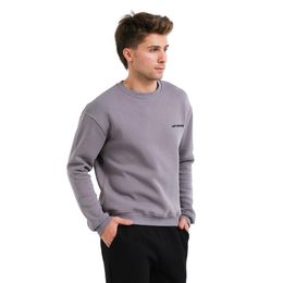 JUSTEVER Herren-Sweatshirt mit Rundhalsausschnitt, Stickerei, gef&uuml;ttert mit Polarfleece, grau - Volar