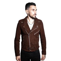 Herren-Brando-Bikerjacke aus Ziegenveloursleder &ndash; Melbourne