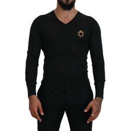 Dolce & Gabbana V-Ausschnitt Pullover Heiliges Herz Applikation