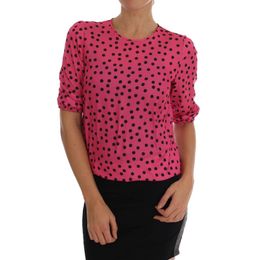 Dolce & Gabbana Dolce & Gabbana Pinke Polka-Dots Seidenbluse