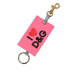 Dolce & Gabbana Dolce & Gabbana Pinkes Silikon DG Logo Schl&uuml;sselanh&auml;nger aus Goldmessing