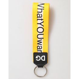 Dolce & Gabbana Dolce & Gabbana Gelbes Logo Polyester Silber Messing Halter Schl&uuml;sselanh&auml;nger Schl&uuml;sselring