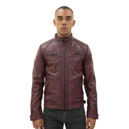 Klassische gesteppte Bikerjacke aus Leder f&uuml;r Herren-Silsden