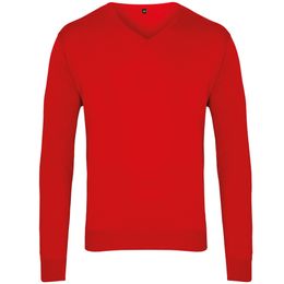 Premier Herren Strick-Pullover mit V-Ausschnitt (Rot)
