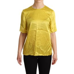 Dolce & Gabbana Dolce & Gabbana Damen Gelbe Seidenbluse mit kurzen &Auml;rmeln T-Shirt