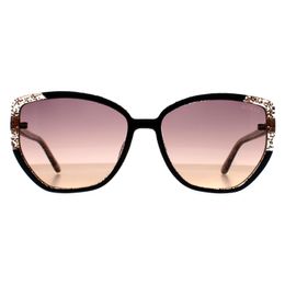 Guess Cat Eye Womens gl&auml;nzend schwarz Glitter Gold violett Spiegel Gradient GU7882