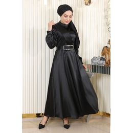 Drapiert Satin Abendkleid Schwarz
