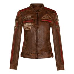 Damen-Lederjacke mit Biker-Rennabzeichen-Agadir