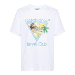 Casablanca Afro Cubism Tennis Club Bedrucktes T-Shirt in Wei&szlig;