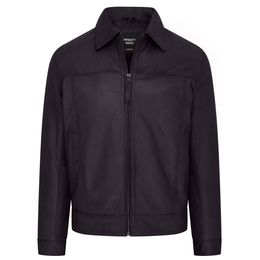 Schwarze Retro-Bikerjacke aus klassischem Leder f&uuml;r Herren im Harrington-Stil - Drammen