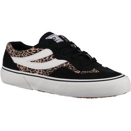 Superga 2941 Revolley Leder Damen Schwarz/Micro Leopard Turnschuhe