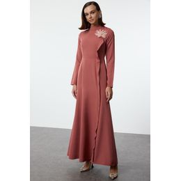 Langes, elegantes, figurbetontes, modisches Abendkleid in Rosa, Unifarben