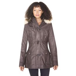 Damen-Parkajacke aus gestepptem Leder &ndash; Br&uuml;ssel
