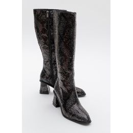 Elly Gemusterter Blockabsatz-Stiefel