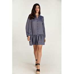 Blaues Kleid im Denim-Stil mit Kn&ouml;pfen