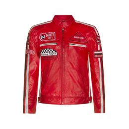 Leder-Racing-Biker-Motorradjacke mit Rei&szlig;verschluss