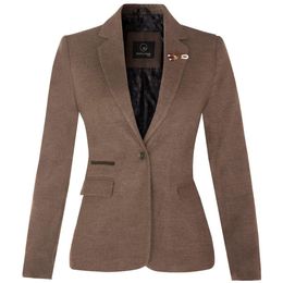 Damen-Tweed-Blazer im 1920er-Jahre-Stil mit Fischgr&auml;tenmuster in Hellbraun