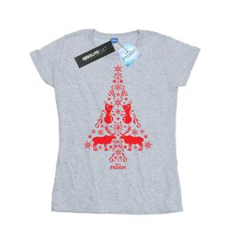 Disney - "Frozen Christmas Tree" T-Shirt f&uuml;r Damen (Grau)