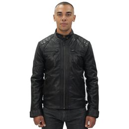 Klassische gesteppte Bikerjacke aus Leder f&uuml;r Herren-Silsden