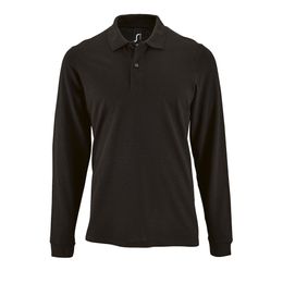 SOLS Mens Perfect Langarm-Pique-Poloshirt (Schwarz)