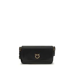 Pinko Schwarze Kalbsleder Bos Taurus Schultertasche