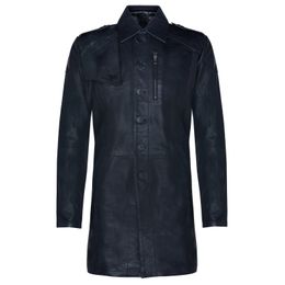 Weicher, langer Milit&auml;r-Trenchcoat aus Distressed-Leder