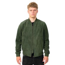 Herren-Bomberjacke aus Varsity-Leder im Retro-Stil aus Ziegenwildleder &ndash; Athen
