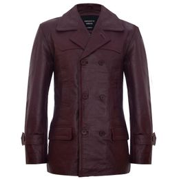 Kuhfell Dr. Who Naval German Pea Coat Lederjacke