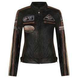 Damen-Lederjacke mit Biker-Rennabzeichen-Agadir