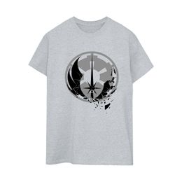 Star Wars Womens/Ladies Obi-Wan Kenobi Fractured Logos Cotton Boyfriend T-Shirt (Gris sportif)