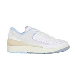 Nike - "Air Jordan 2" Retro Sneaker f&uuml;r Damen, Leder, niedrig geschnitten (Wei&szlig;/Cremefarbe)