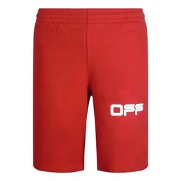 Off-White Airport Tape Design Rote Sweatshorts