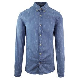 Scotch & Soda Scotch & Soda Regular Fit Bedrucktes Langarm-Jeanshemd in Blau f&uuml;r Herren