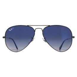 Ray-Ban Sonnenbrille Aviator 3025 Gunmetal Polarisiert Blau Gradient Grau 004/78 58mm