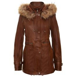 Warme Damen-Parkajacke aus Leder mit Kapuze &ndash; Northwich