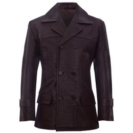 Kuhfell Dr. Who Naval German Pea Coat Lederjacke