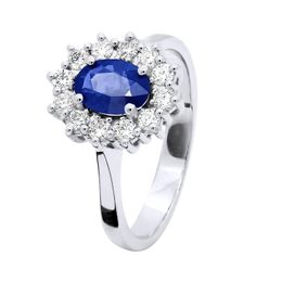 DIADEMA - Ring - Saphir umgeben von Diamanten - Wei&szlig;gold