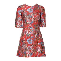 Dolce & Gabbana Blumenbrokat A-Linie Mini Kleid
