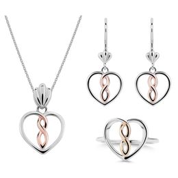 Orphelia 'Delilah' Damen-Set aus 925er Sterlingsilber: Halskette + Ohrringe + Ring &ndash; Silber/Ros&eacute; SET-7475
