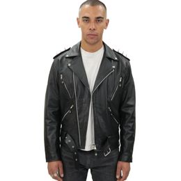 Herren-Bikerjacke &bdquo;Ghostrider&ldquo; von Brando in Schwarz mit Spikes aus Leder &ndash; M&uuml;nchen