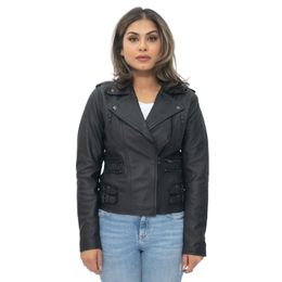 Damen Leder Vintage Brando Bikerjacke-Orlando