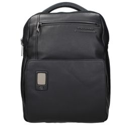Piquadro Schwarzer Leder-Rucksack