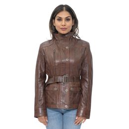 Damen-Bikerjacke aus Leder im Milit&auml;rstil &ndash; Phoenix