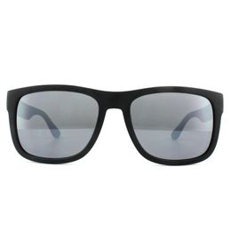Tommy Hilfiger Rectangle Mens Black Grey Mirror Sonnenbrillen