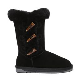 EVER AU Damenstiefel mit Hornkn&ouml;pfen - Ashy