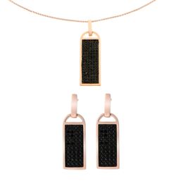 Orphelia Damen 925 Sterling Silber Set: Kettenanh&auml;nger + Ohrringe - Ros&eacute; SET-6045